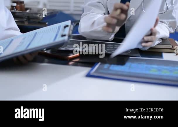 female doctor holding digital tablet and using x - ray Stock Video ...