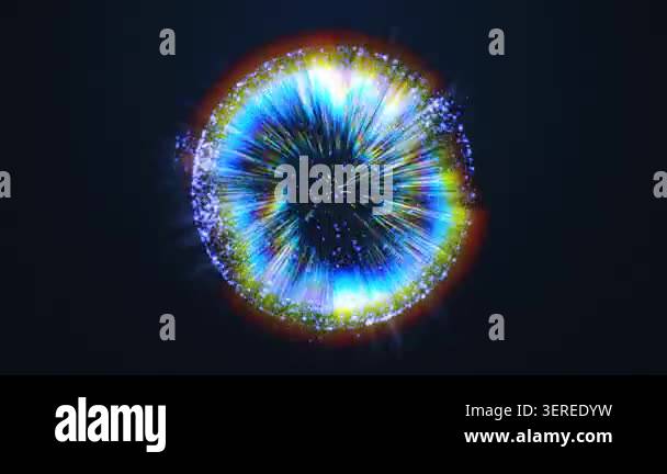 High-tech 4k loop of a pulsating digital cell or energy core radiating ...