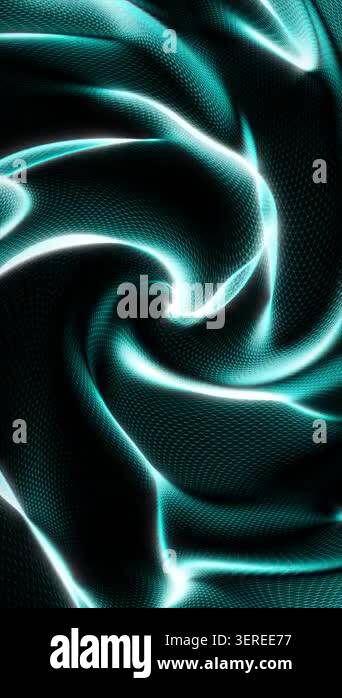Smoothly twisting teal and cyan digital mesh surface creating a ...
