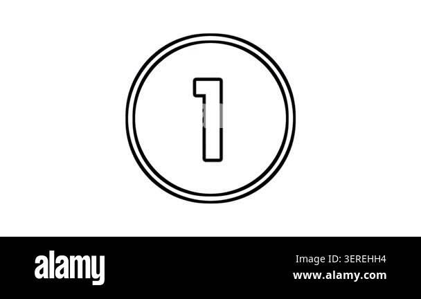 Number 1 animation motion graphics sign symbol in circle on white ...