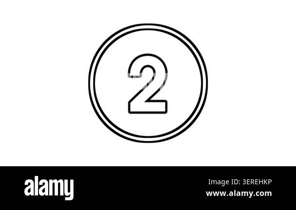 Number 2 animation motion graphics sign symbol in circle on white ...
