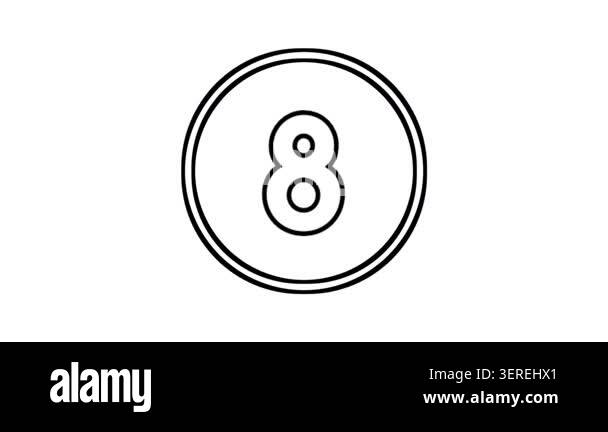 Number 8 animation motion graphics sign symbol in circle on white ...