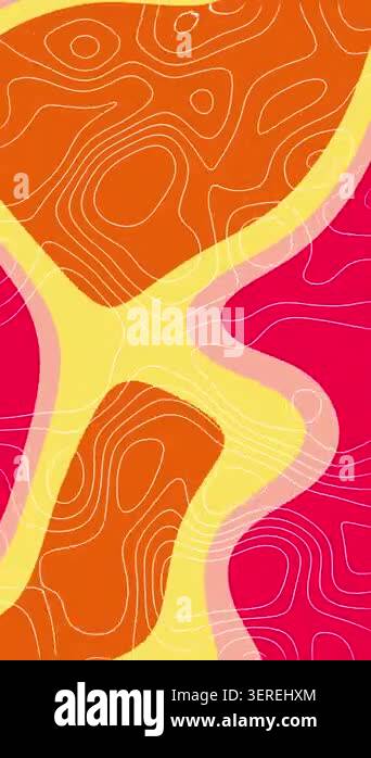 Warm hues swirl in fluid, abstract patterns. Curved lines echo movement ...