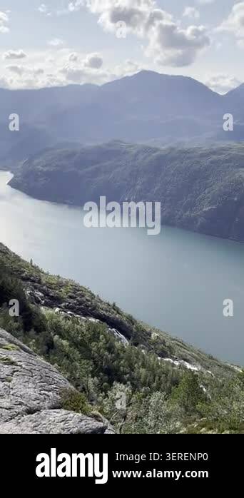 A breathtaking aerial view of Akrafjorden fjord in Norway, showcasing ...
