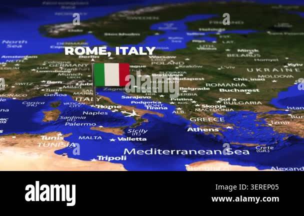 Flight From Rome ITALY to Colombo SRI LANKA with flag pins Stock Video ...
