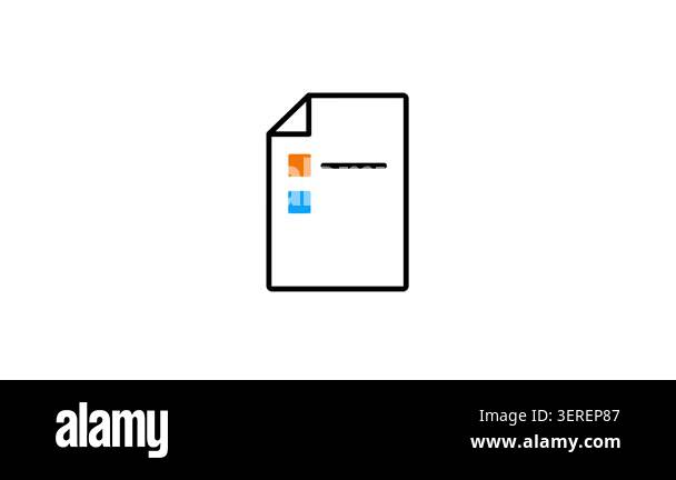 List icon, sheet of paper with checkmark, document animation with lines ...