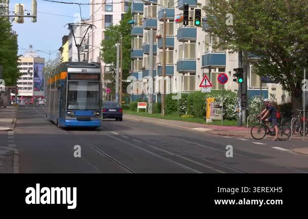 Leipzig, Germany, May 2, 2026: Urban tram approaches intersection in ...