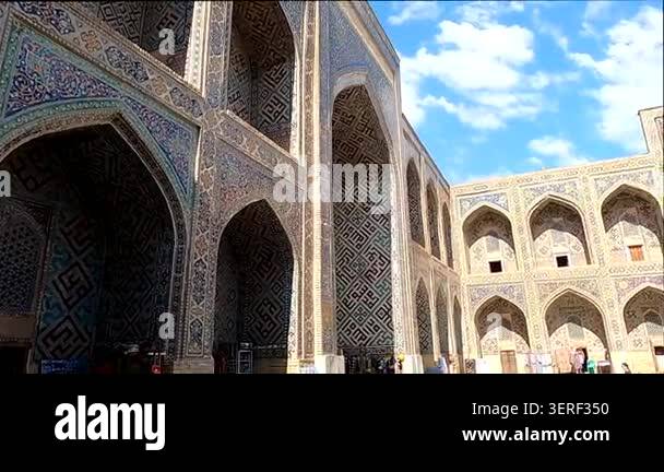 SAMARKAND, UZBEKISTAN - MAY 6, 2022: A 4K cinematic pan-right shot ...