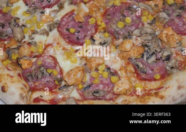 pizza ingredients macro detail for food promotion with melted cheese ...
