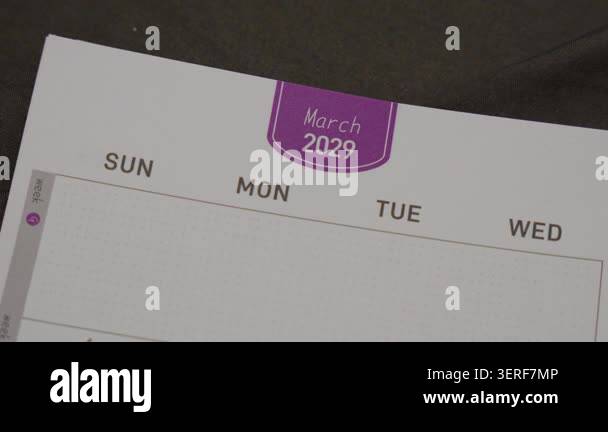 March 2029 planner page close up for monthly calendar concept with ...