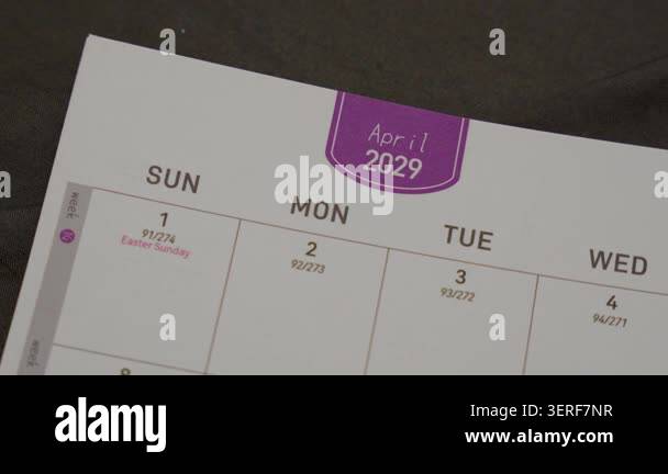 April 2029 planner page close up for monthly scheduling concept with ...