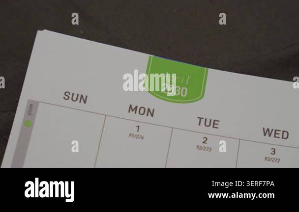 April 2030 planner page close up for monthly calendar concept with ...