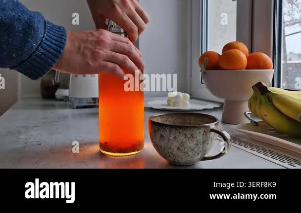 Close-up view of homemade kombucha showcasing natural fermentation ...