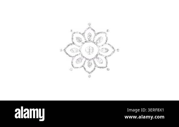 Sketch style minimal mandala icon animation - smooth progressive reveal ...