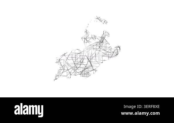 Sketch style minimal Geneve outline map animation - smooth progressive ...