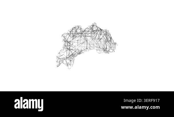 Sketch style minimal Burdur outline map animation - smooth progressive ...