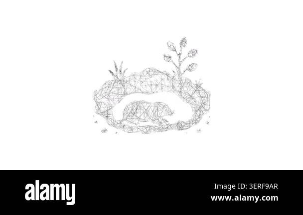 Sketch style minimal mole habitat icon animation - smooth progressive ...