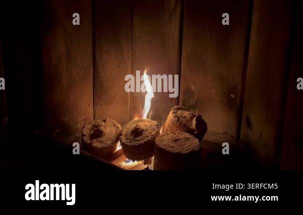 Bright Fire Burning in Modern Fireplace Bringing Warmth and Comfort to ...