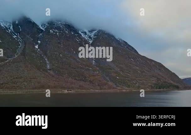 Norway Eidfjord JAN 19 2025 Calm Fjord Lake Surrounded by Snowy ...