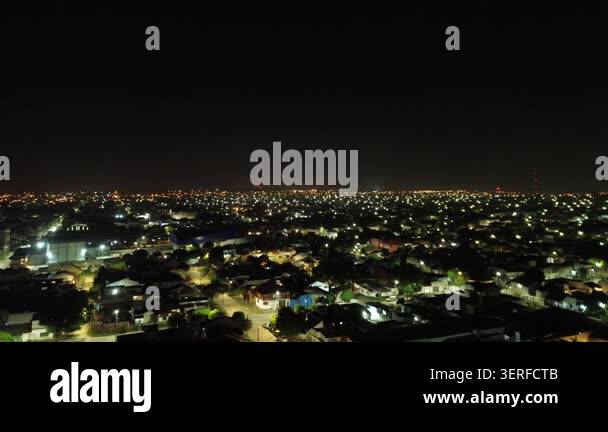 fireworks over mar del plata at night aerial drone view, colorful ...