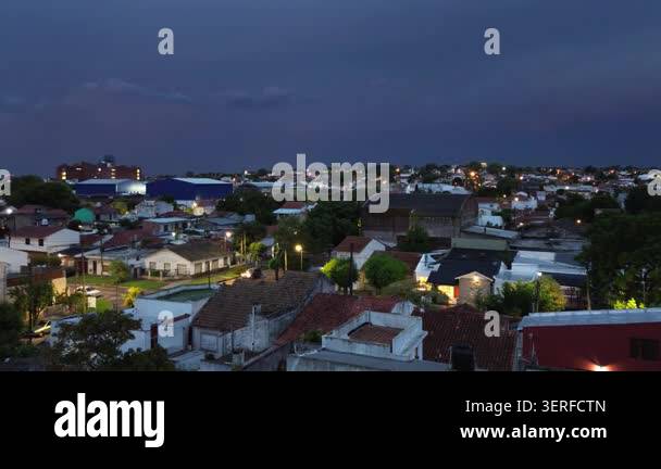 night thunderstorm over landscape aerial drone view, dramatic night ...
