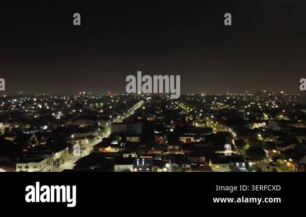 fireworks over mar del plata at night aerial drone view, colorful ...