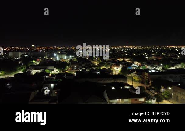 fireworks over mar del plata at night aerial drone view, colorful ...