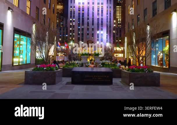 New York, USA, 5 November 2025: Memorial plaque of Rockefeller Center ...