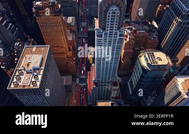 Aerial view of Chrysler Building and Manhattan skyscrapers in New York ...