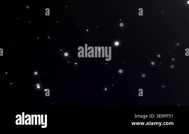 Abstract particle animation with white glowing dots floating on dark ...