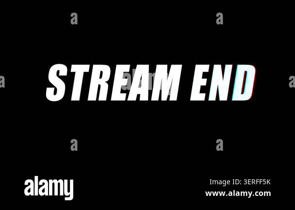Stream end glitch text seamless animation loop with retro rgb color ...