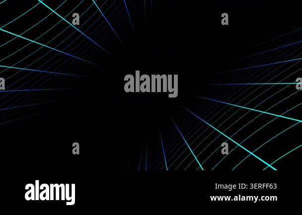 Neon blue cyan lines geometric grid tunnel background animation for ...