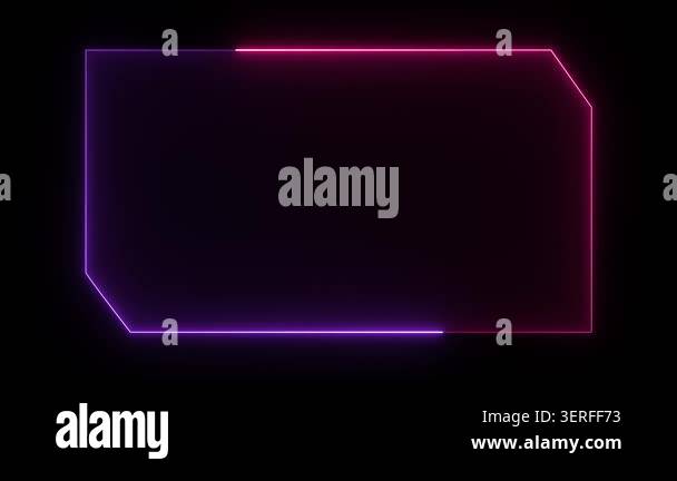 Glowing neon frame with purple and pink hues animation on black ...