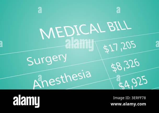 Rising medical bill animation showing increasing costs for surgery and ...