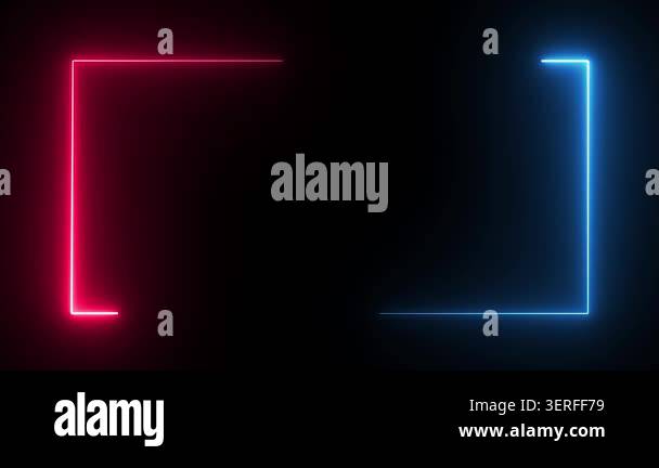Animation of glowing neon light rectangle animation loop. abstract ...