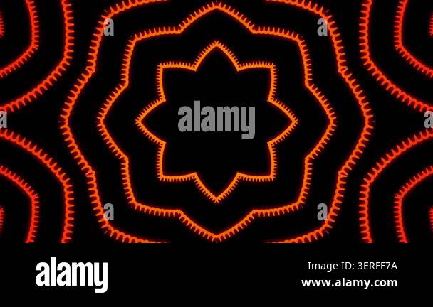 Glowing orange mandala pattern animation, abstract background motion ...