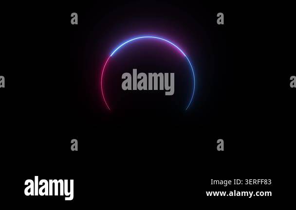 Futuristic neon pink and blue glowing circle frame animation loop on ...