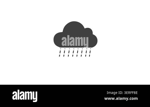 Rain cloud icon animation in grey color on white background for weather ...