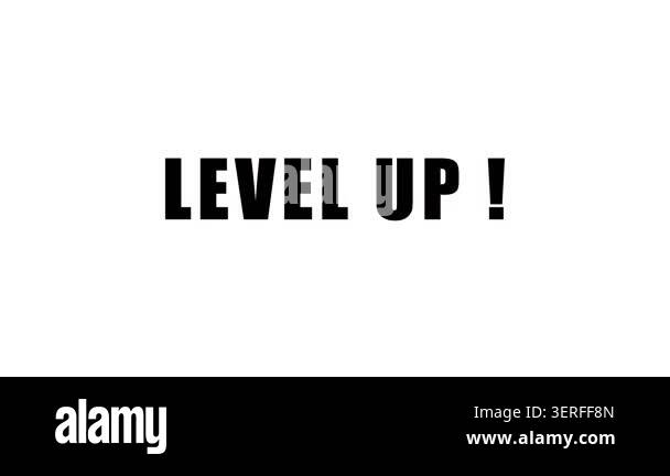 Level up text animation loop with glitch effect and rgb splitting on ...