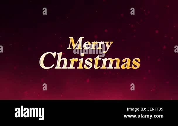 Merry christmas golden text animation with sparkling particles on a ...