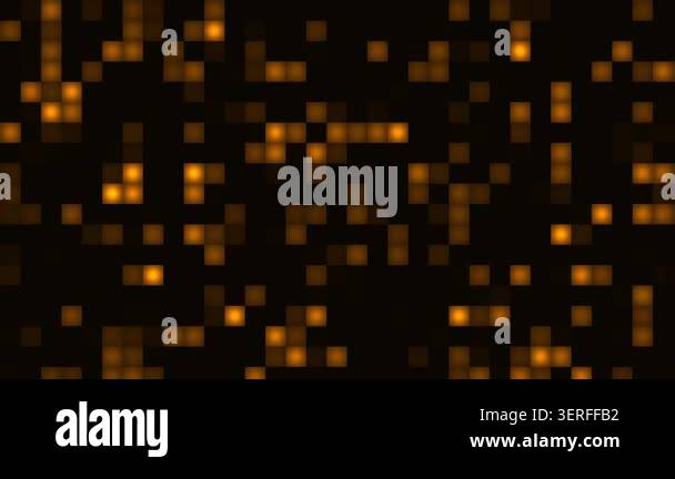 Abstract technology background featuring glowing golden pixel squares ...