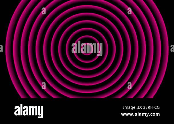 Hypnotic pink concentric circles animation on black background ...
