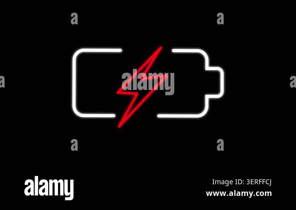 Neon battery charging icon animation displaying power progress Stock ...