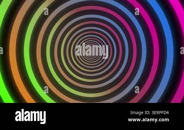 Hypnotic spiral background loop with vibrant rainbow colors. Abstract ...