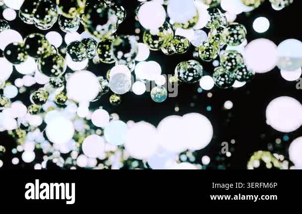 Golden Bubbles Dancing Against Dark Background, Energetic Party Shimmer ...