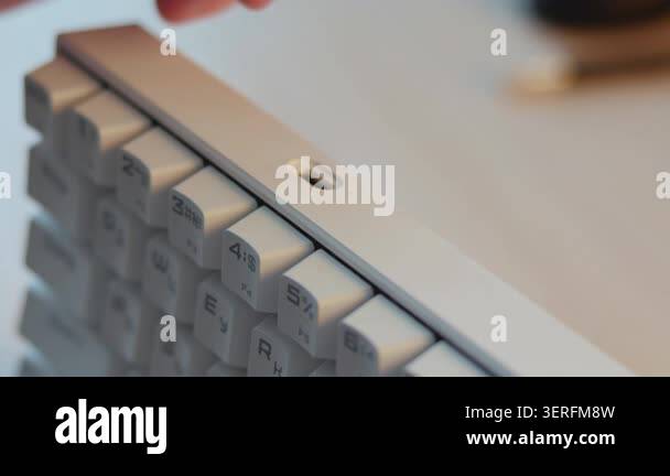 White Hand Inserting Cable Into Mechanical Keyboard Port, Close Detail ...