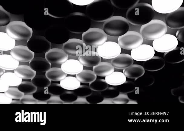Abstract interior view of a modern ceiling filled with circular light ...