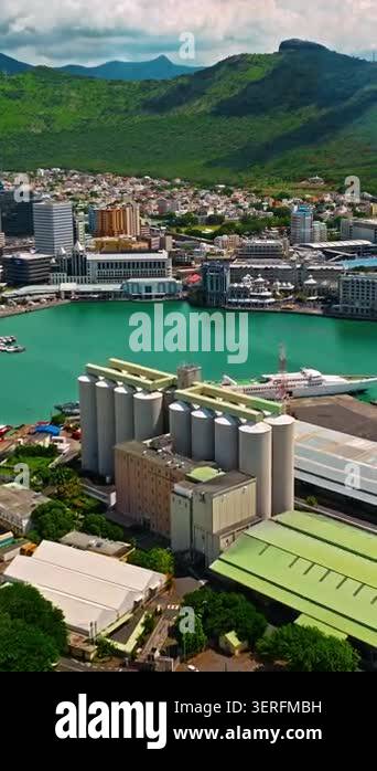 Aerial view of Port Louis, capital of Mauritius, cityscape and ...
