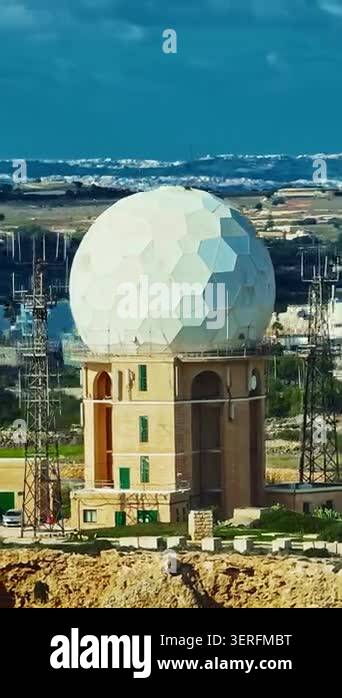 Aerial view of Dingli radar Installation in Malta Stock Video Footage ...