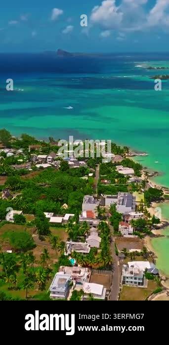 Aerial view of incredibly beautiful tropical island beaches with ...